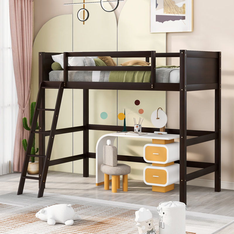 Solid Wood Loft Bed With Ladderold SKU WFAAP